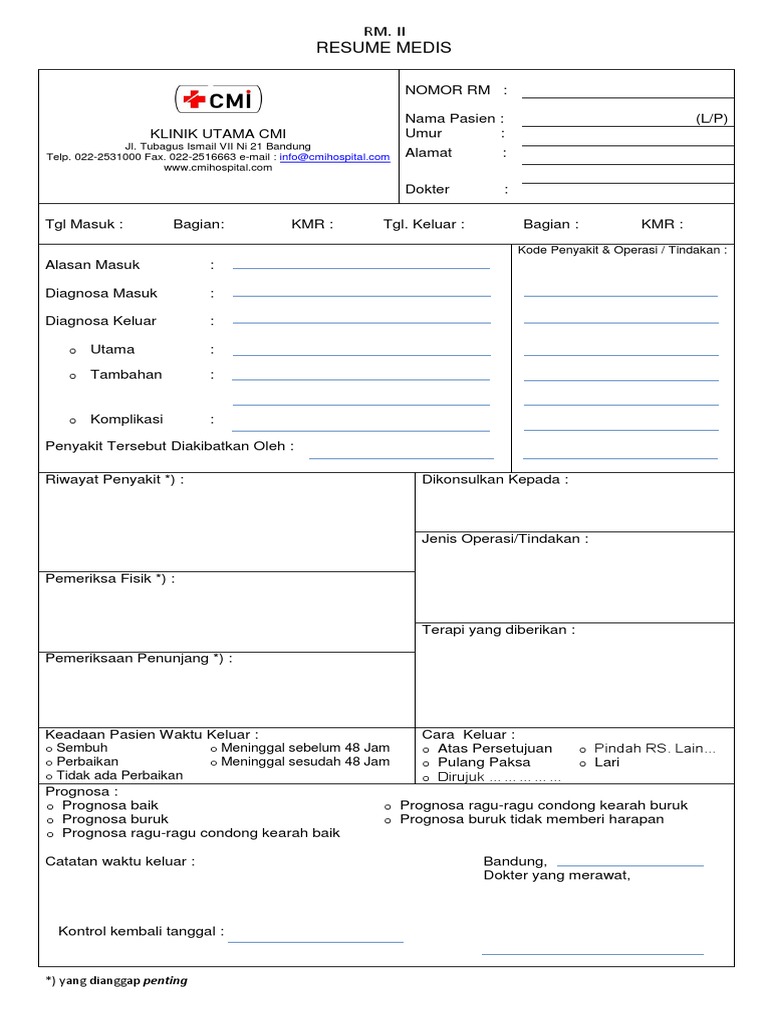Contoh Resume Medis | PDF
