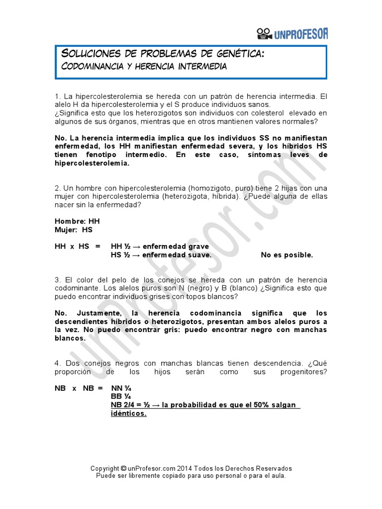 Solucion Problemas de Codominancia y Herencia Intermedia 428 PDF | PDF ... Solucion Problemas de Codominancia y Herencia Intermedia 428 PDF | PDF ...