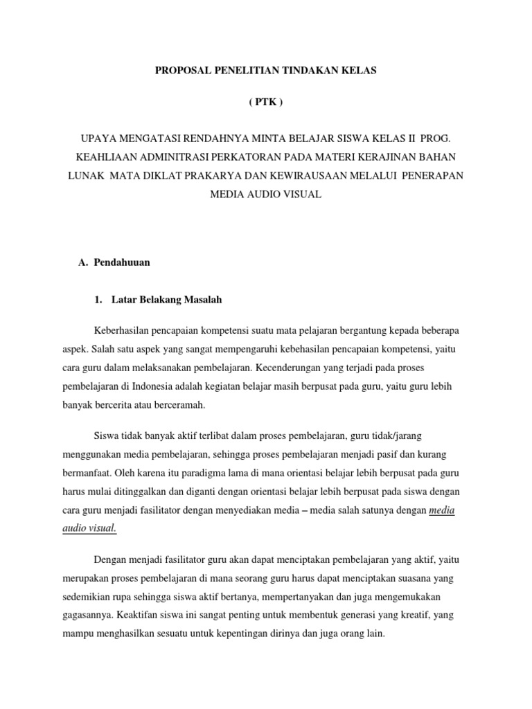 Proposal PTK Pkwu | PDF | Karier & Perkembangan | Ilmu Sosial