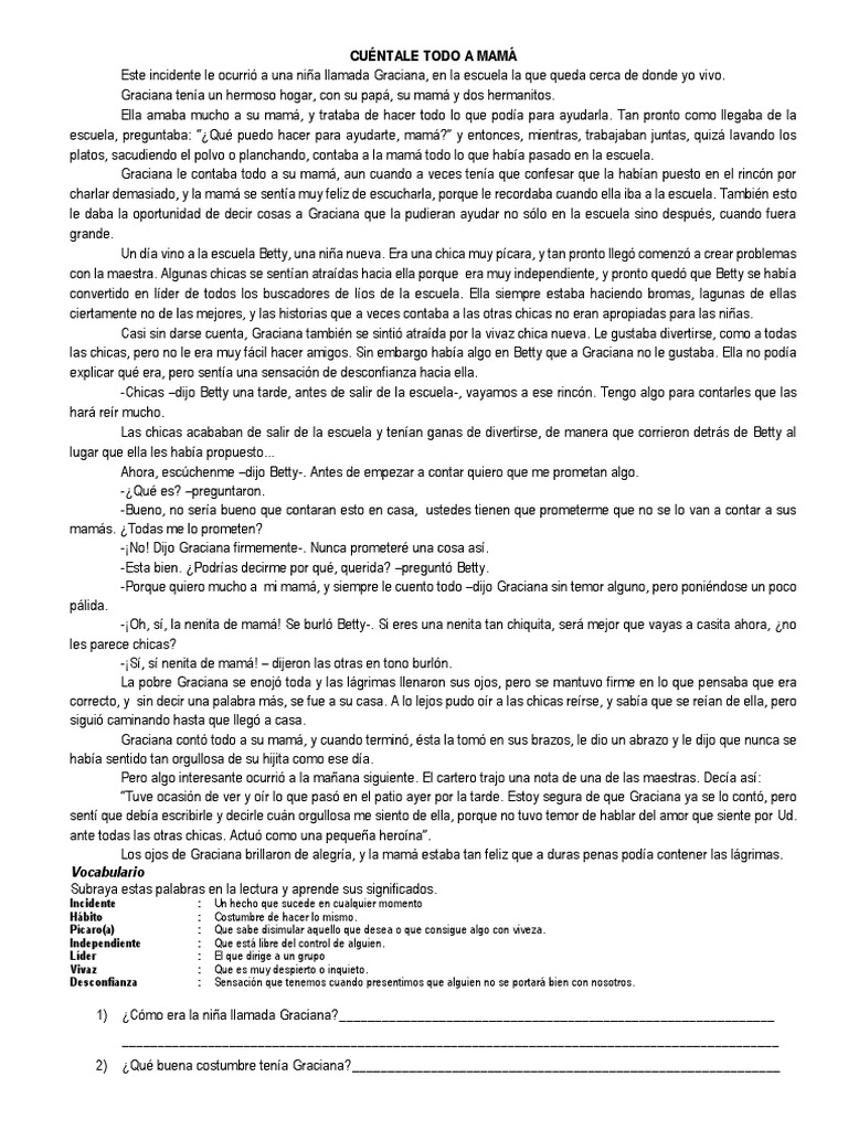 Cuéntale Todo a Mamá | PDF