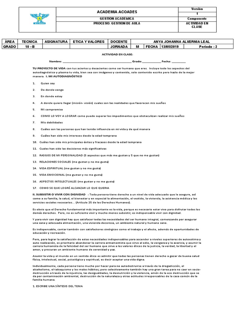 Etica y Valores 10 | PDF | Tolerancia | La delincuencia juvenil