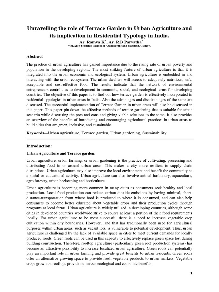 Urban Agriculture Paper FINAL | PDF | Urban Agriculture | Agriculture