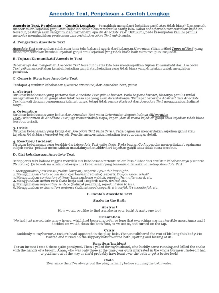 Anecdote Text | PDF