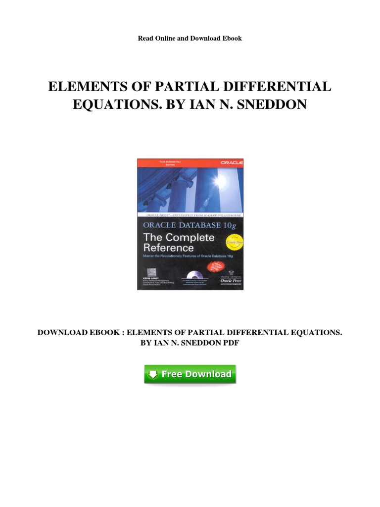 Elements of Partial Differential Equations. by Ian N. Sneddon | PDF ...