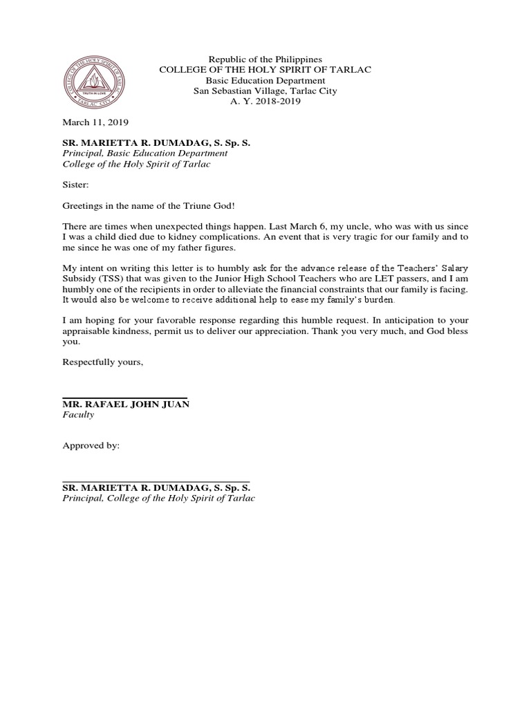 Letter Sa Paghihingi NG Abuloy | PDF