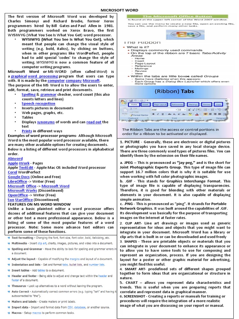 Graphical Word Processing Computer Company Microsoft | PDF | Microsoft ...