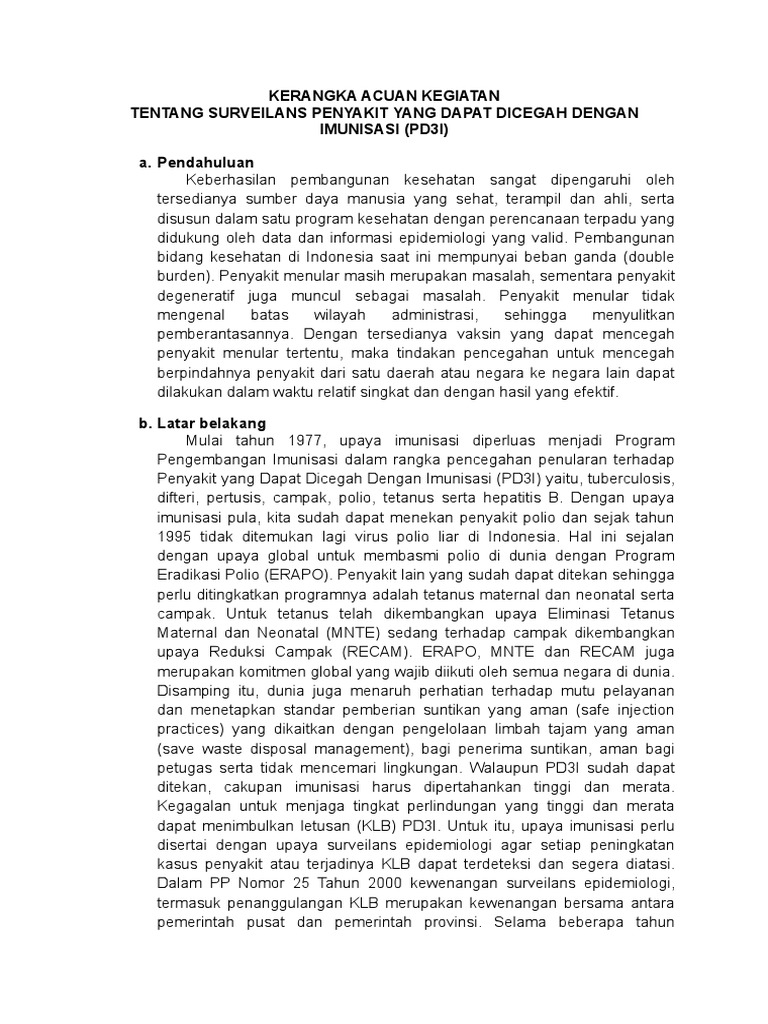 Kak Surveilans Penyakit Pd3i | PDF
