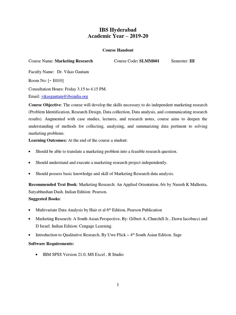 Course Handout | Download Free PDF | Marketing Research | Data Analysis