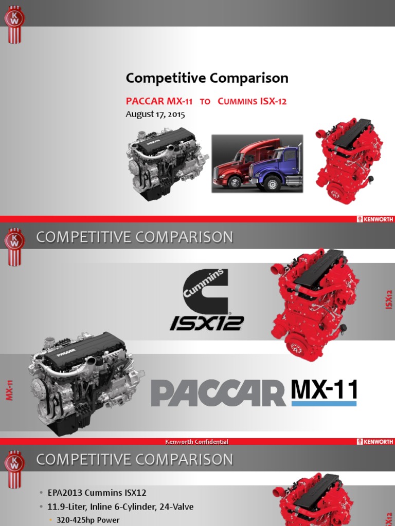 Paccar Engine Mx11 Vs Cummuns X12 Compare Analysis | PDF | Engines ...