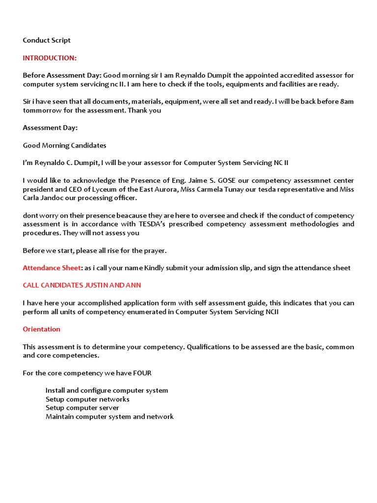 Conduct Script: Attendance Sheet | PDF | First Aid | Computing And Information Technology