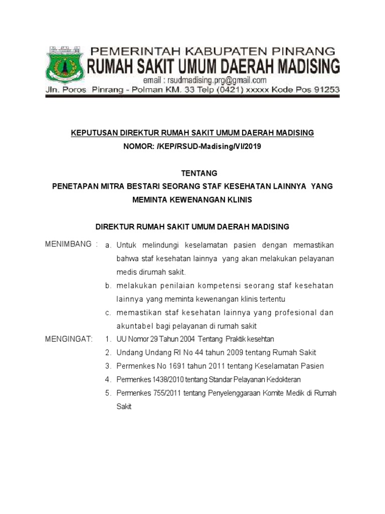 Penetapan Mitra Bestari RSUD Madising | PDF | Pengelolaan Keuangan ...