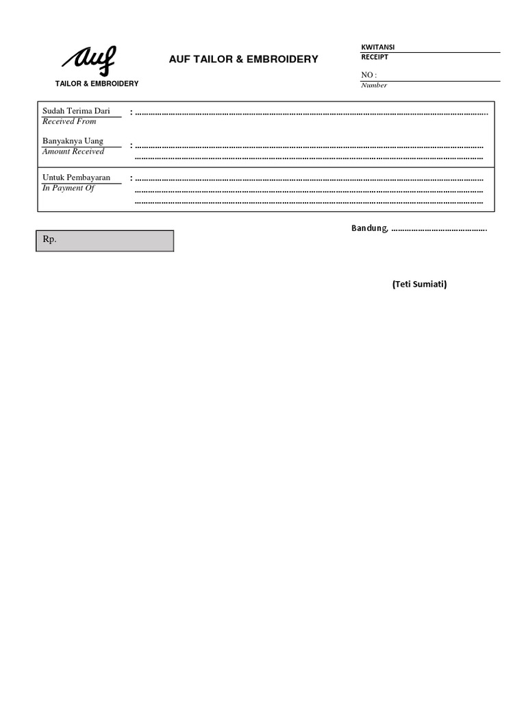 Contoh Kwitansi Auf Tailor Rev | PDF