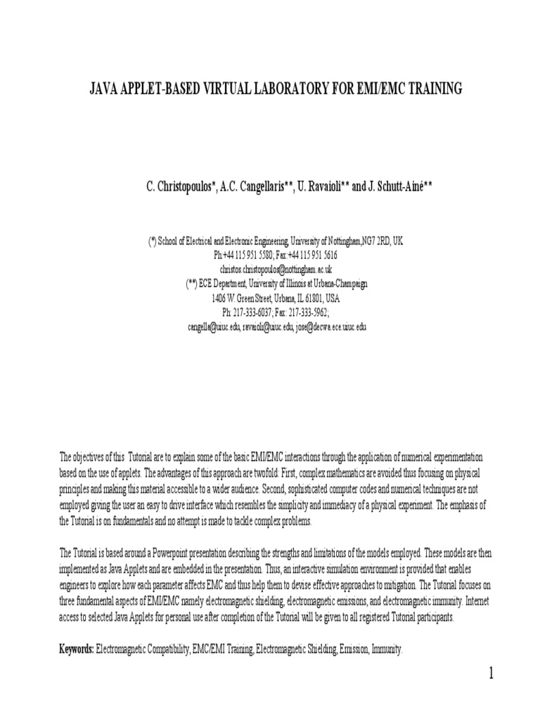 Java Applet-Based Virtual Laboratory For Emi/Emc Training | PDF | Antenna (Radio ...
