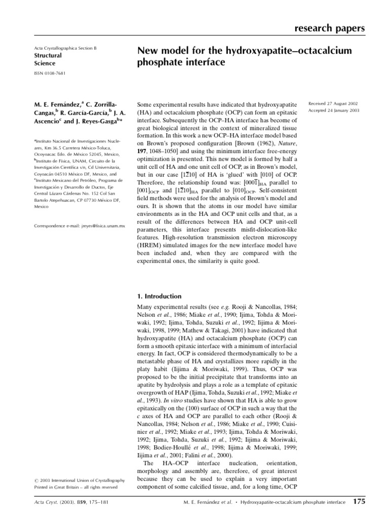 New Model For The Hydroxyapatite Octacal PDF | PDF | Density Functional ...