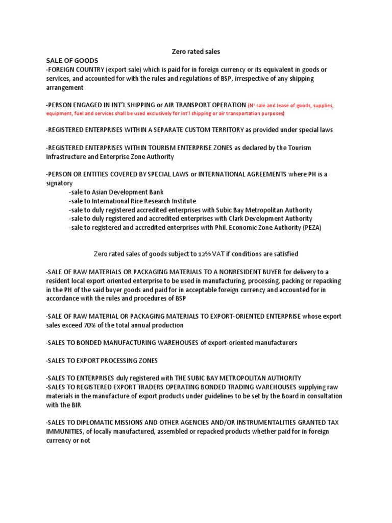 Zero Rated Sales Sale of Goods | PDF | Value Added Tax | Business