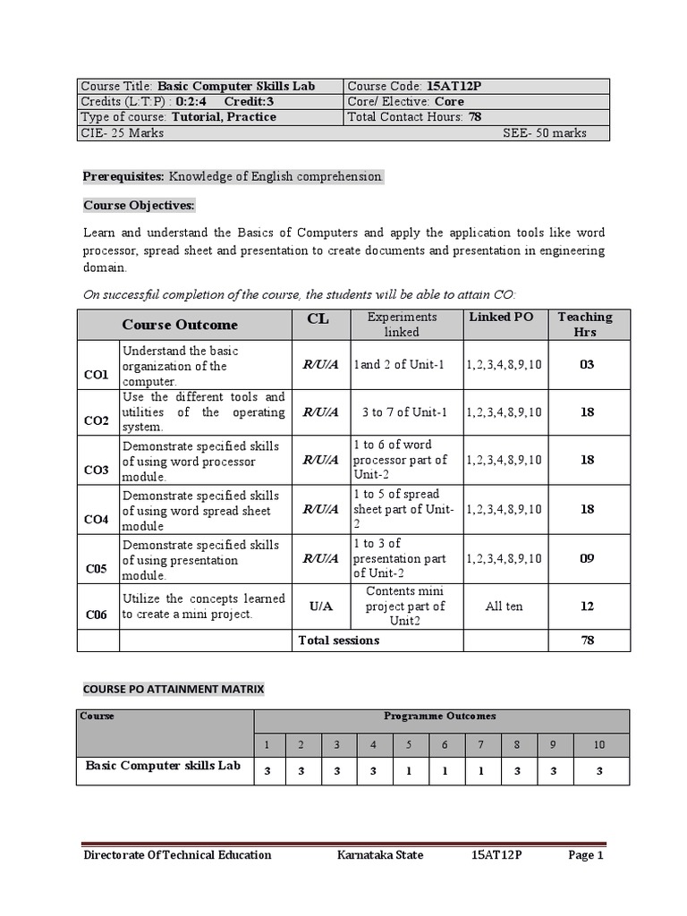 5.basic Computer Skill Lab PDF | PDF | Worksheet | Spreadsheet