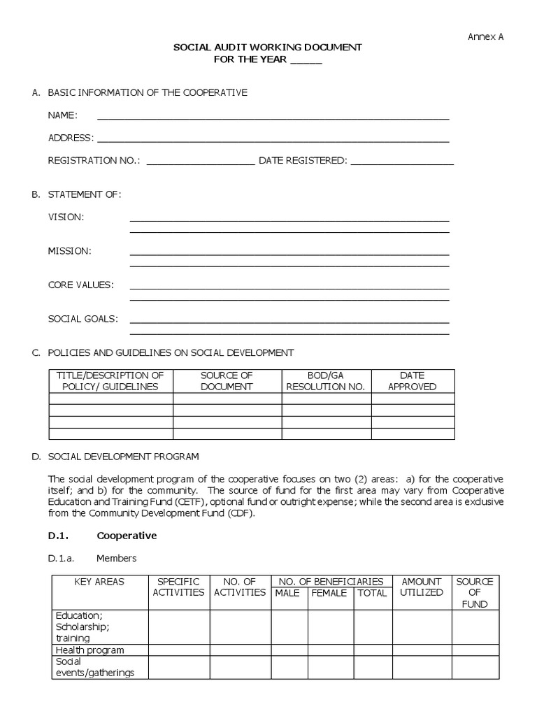 MC2018 01 Social Audit Working Docs Report PDF | PDF | Internal Audit ...