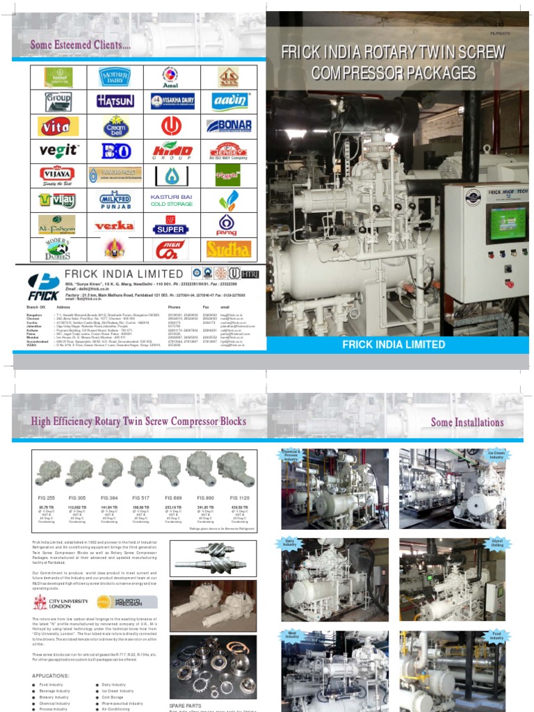 Frick Screw Catalog | PDF | Air Conditioning | Gases
