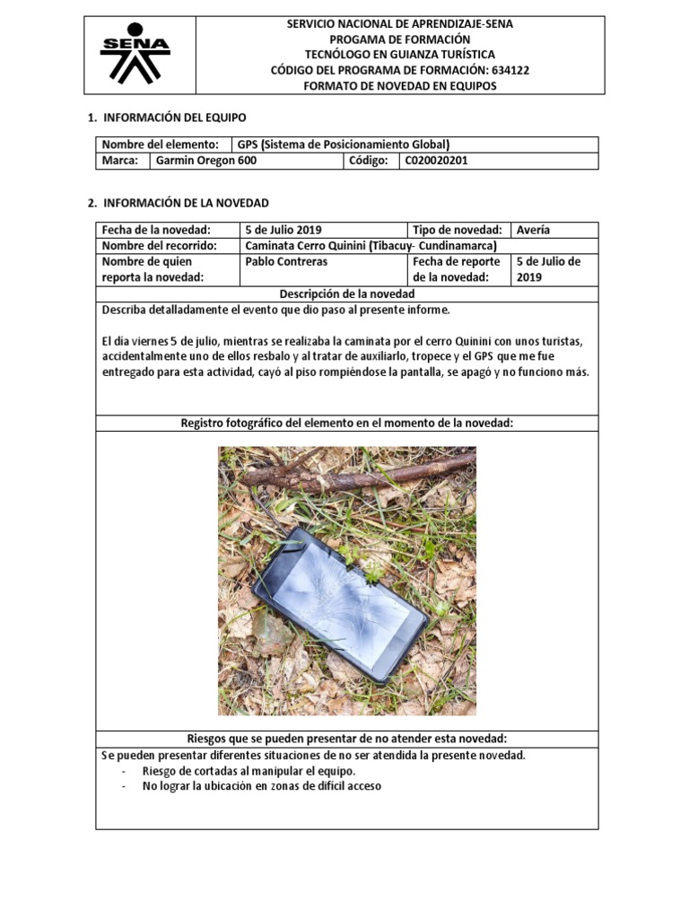 Formato Reporte de Novedades en Equipos | PDF | Sistema de ...