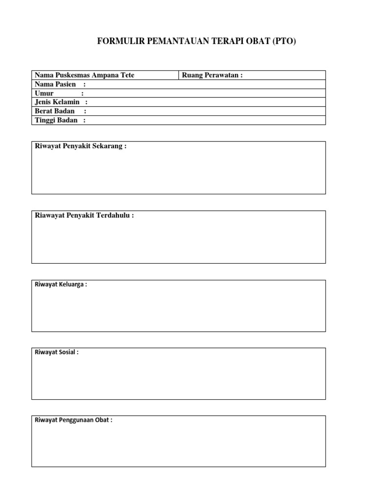 Formulir Pemantauan Terapi Obat | PDF