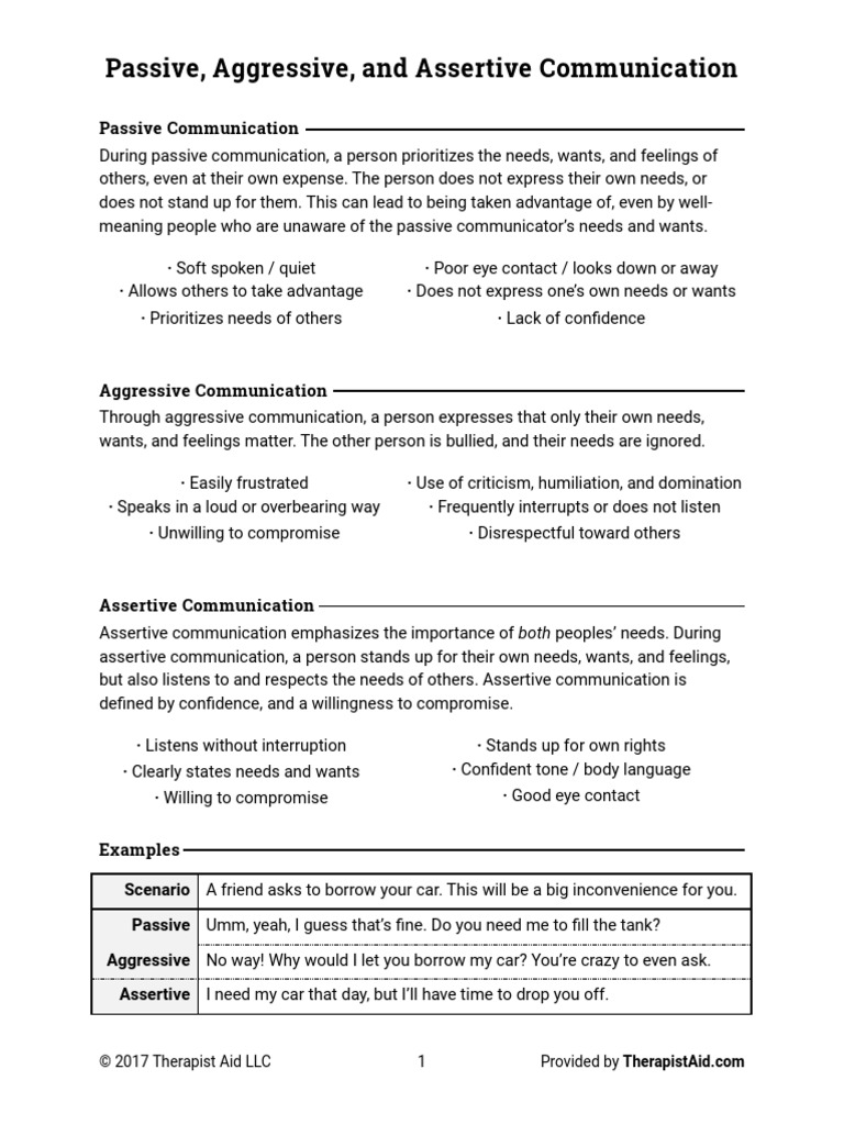 Passive Aggressive and Assertive Communication | PDF | Semiotics ...