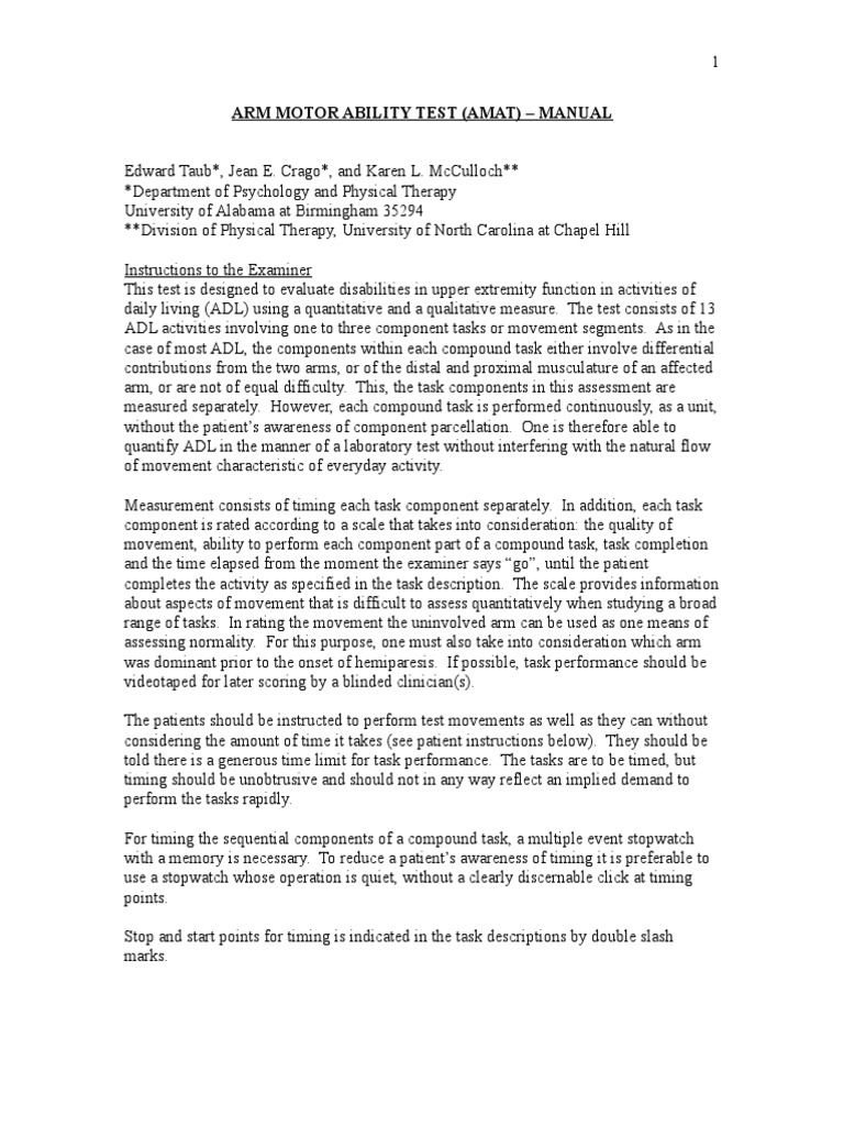 Arm Motor Ability Test | PDF | Hand | Chair