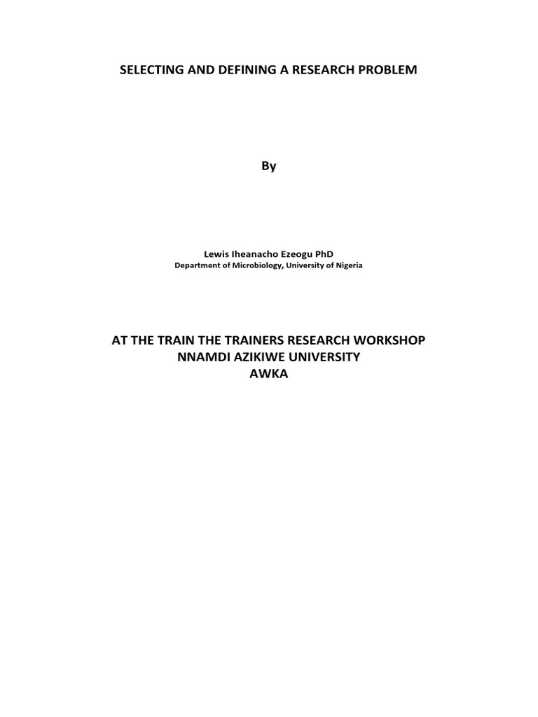 Research Problem Selection Guide | PDF | Hypothesis | Scientific Method