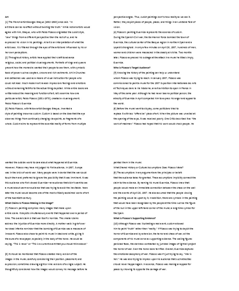 Picasso Background | PDF | Pablo Picasso | Cubism