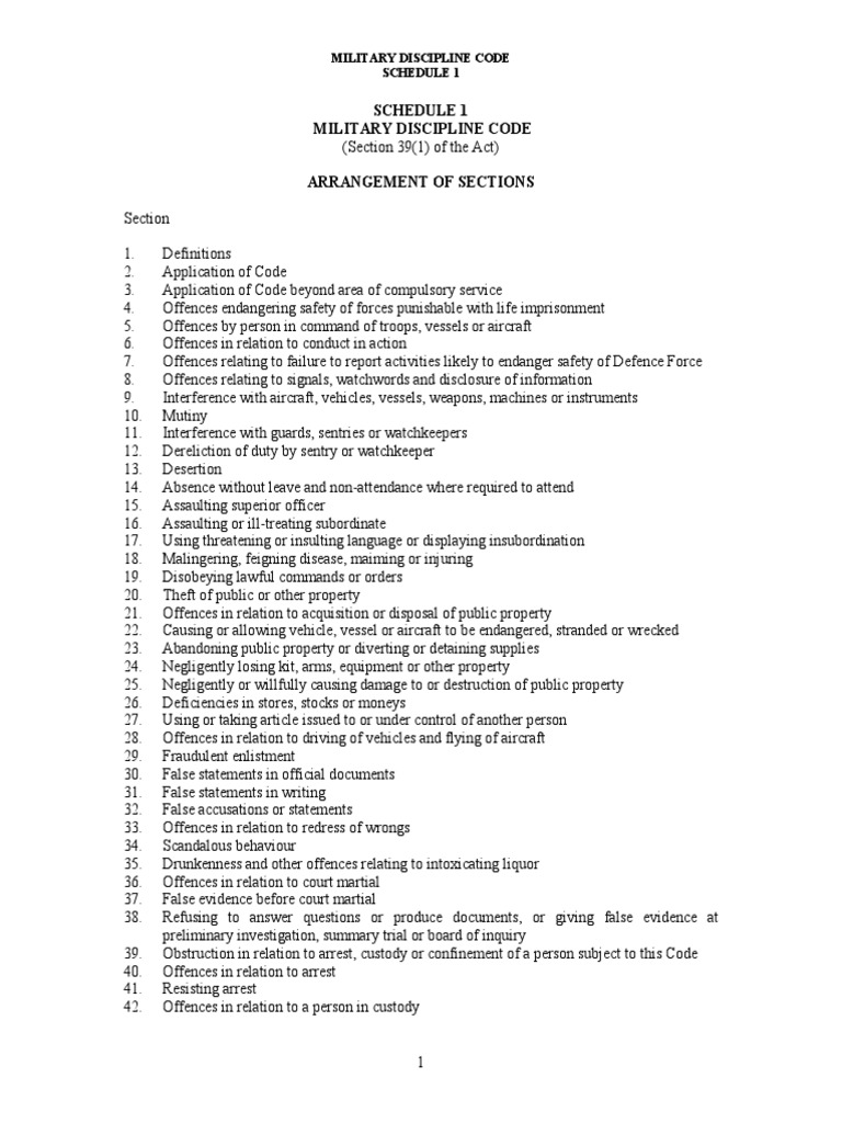 Military Discipline Code Overview | PDF | Court Martial | Military Justice