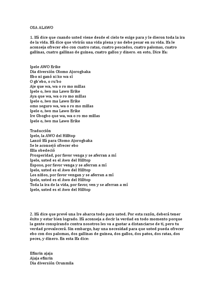 Osa Fun | PDF | Religiones religiosas | Santeria