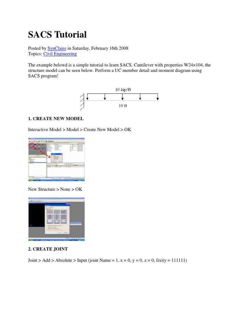 SACS Tutorial: Cantilever Analysis Guide | PDF