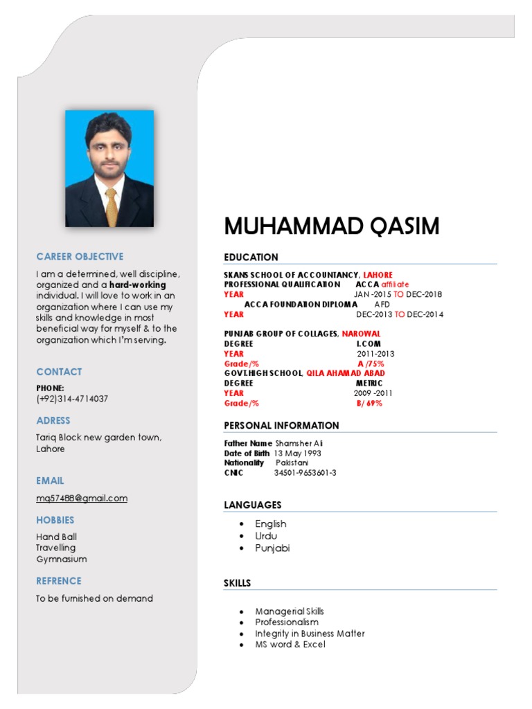 Muhammad Qasim CV - Audit | PDF