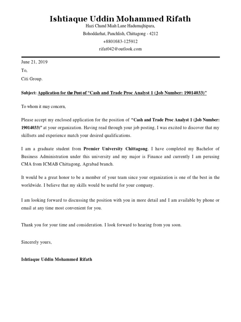 Ishtiaque Uddin Mohammed Rifath: Cash and Trade Proc Analyst 1 (Job ...