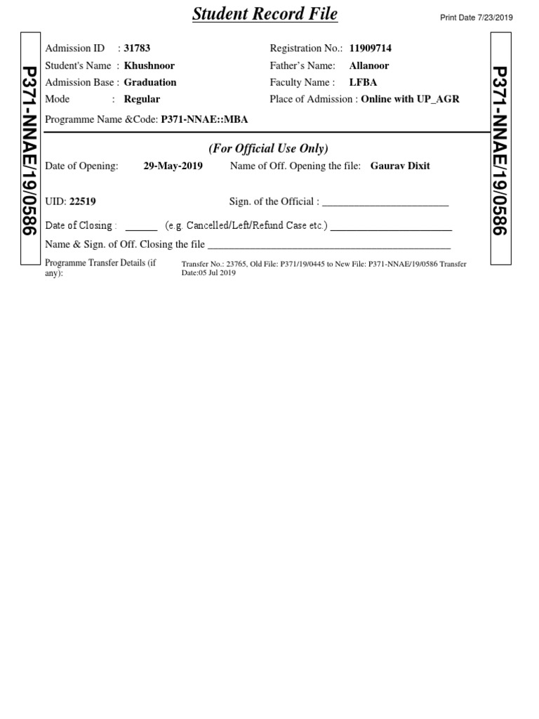 RDL Addmission Sticker | PDF