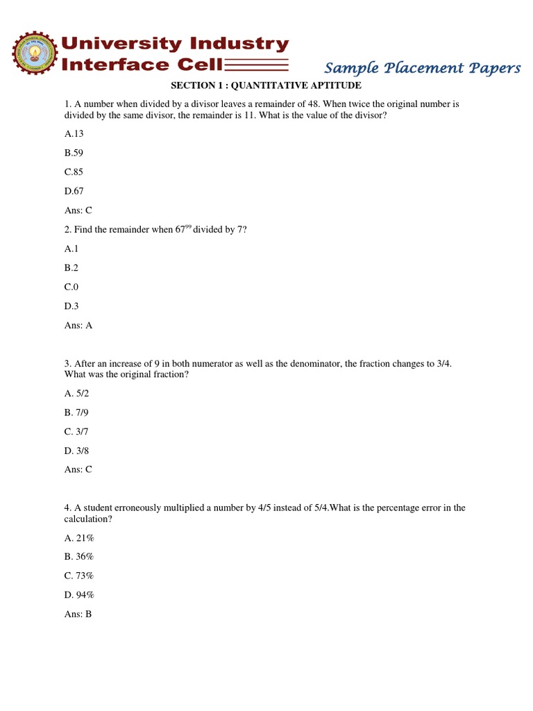 APT Practice Paper 6 PDF | PDF | Fraction (Mathematics) | Teaching ...