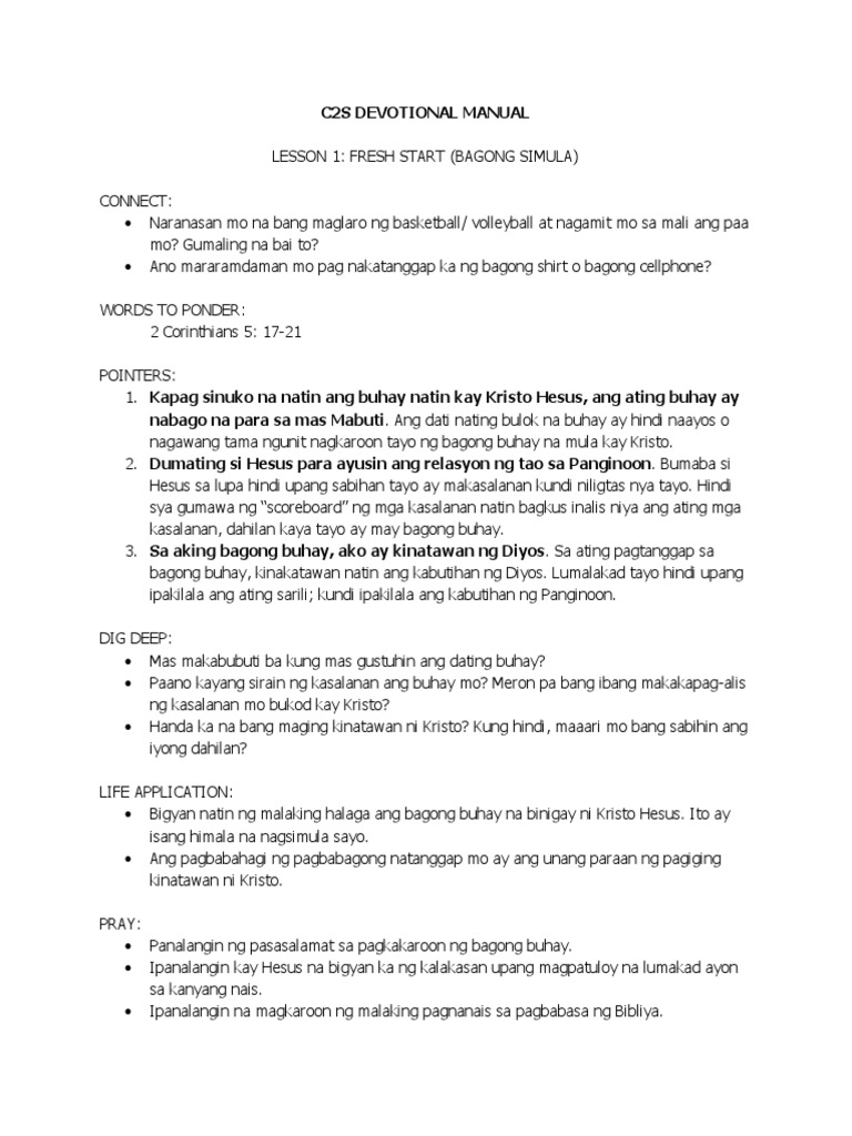 C2S Devo Manual | PDF