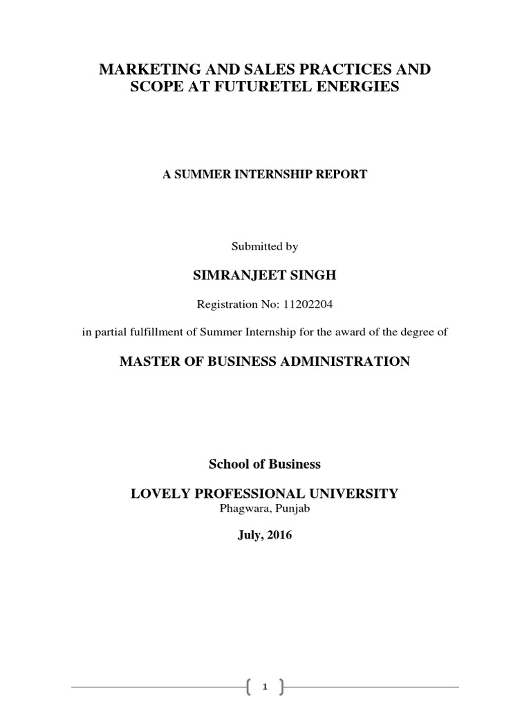 Marketing and Sales Practices and Scope at Futuretel Energies2 | PDF ...