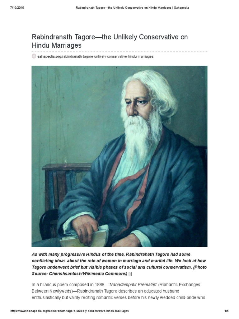 Rabindranath Tagore-The Unlikely Conservative On Hindu Marriages ...