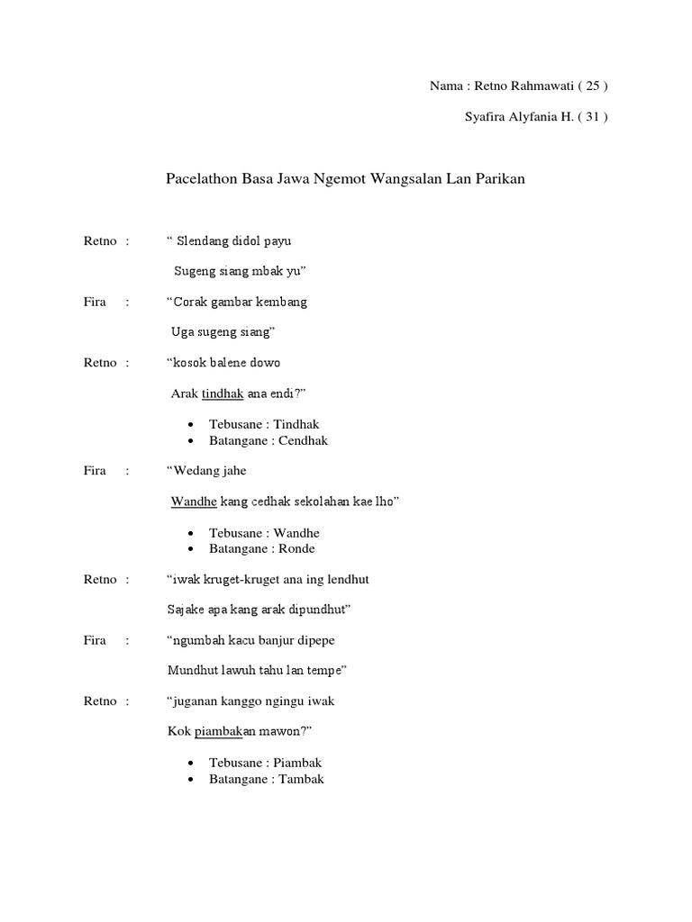 Pacelato Wangsalan Lan Parikan | PDF