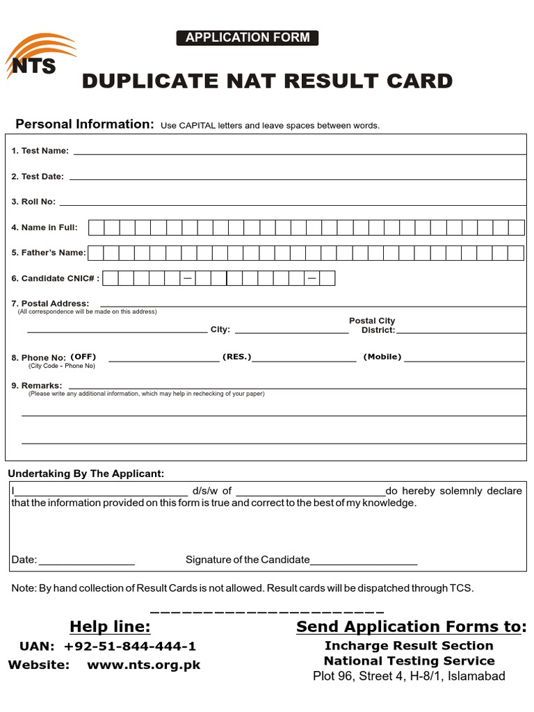 Duplicate NAT Result Card Application | PDF | Rupee | Business