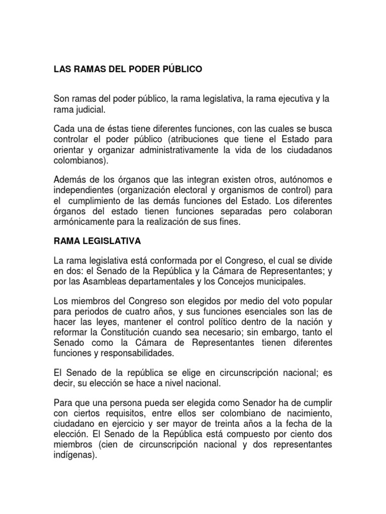 Ramas Del Poder Publico | PDF | Alcalde | Instituciones sociales