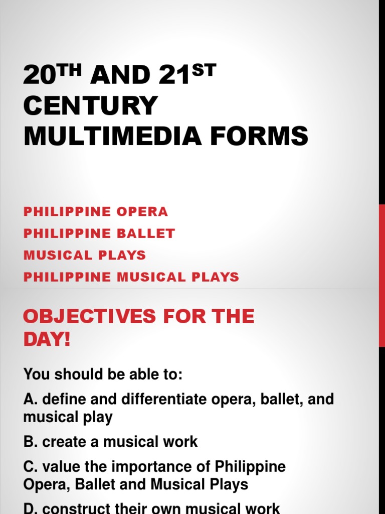 20th and 21st CENTURY MULTIMEDIA FORMS | PDF | Musical Theatre | Play ...