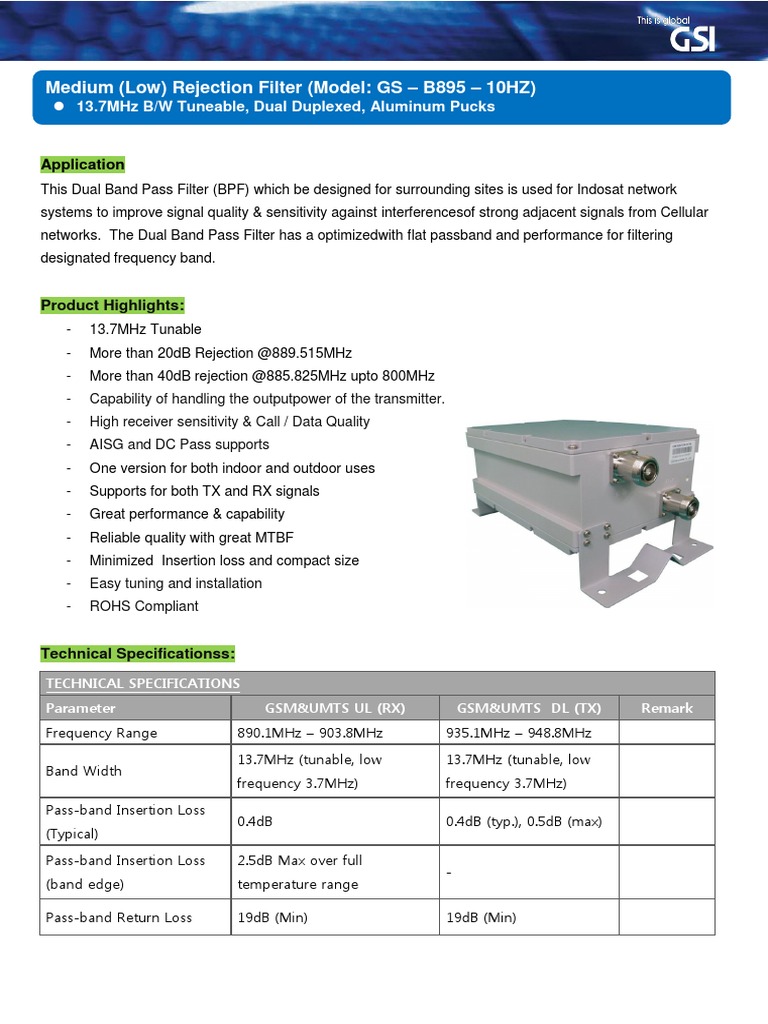 Medium Rejection Filter (GSI) - Brochure - Final121123 | PDF | Radio ...
