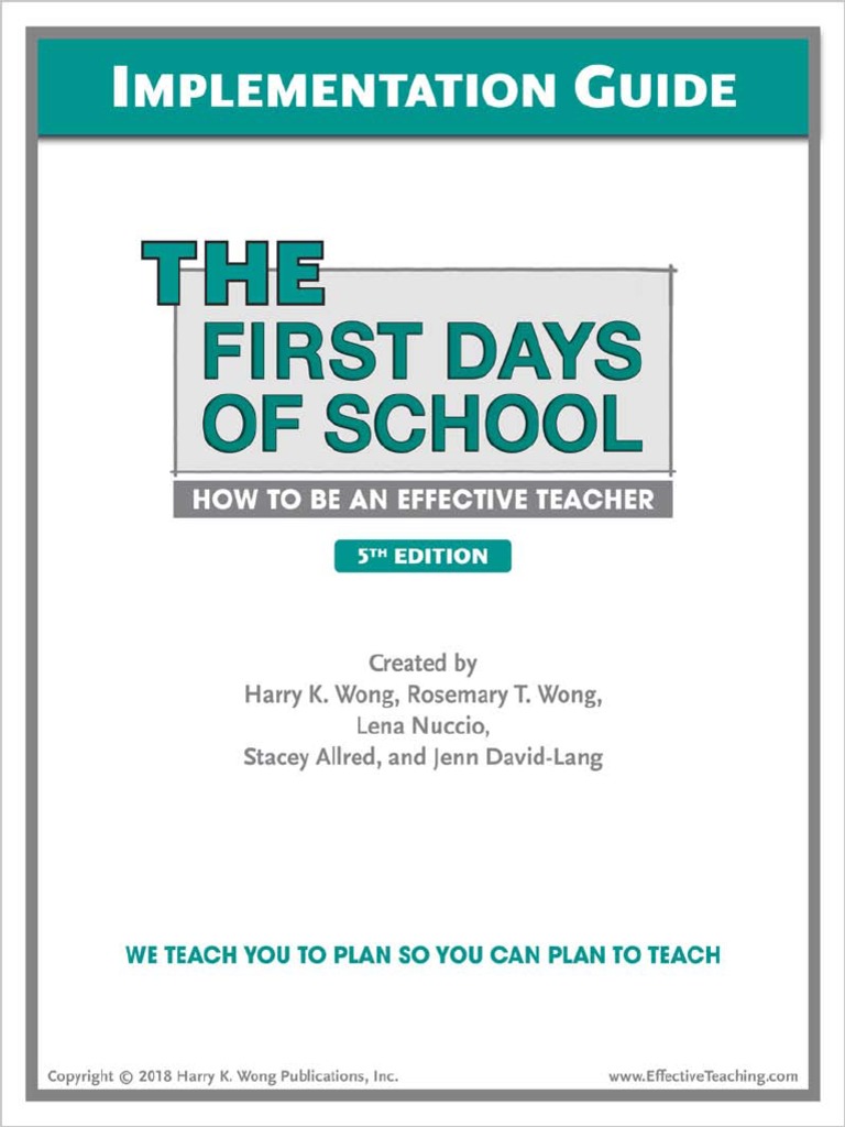 Guide For The First Days of School | PDF | Classroom Management | Teachers