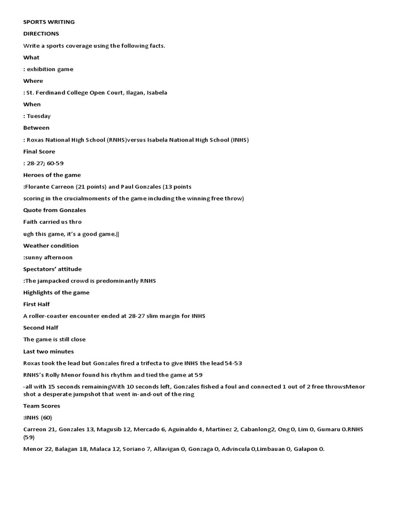 Sports Writing | PDF