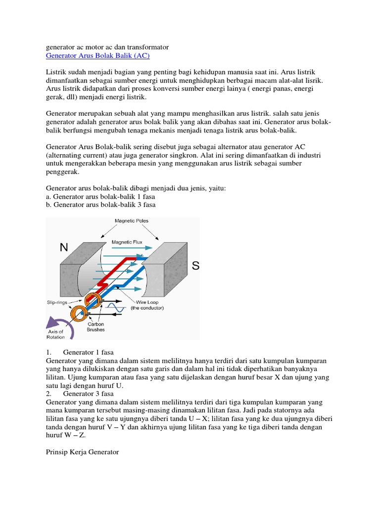 Generator Ac Motor Ac Dan Transformator | PDF