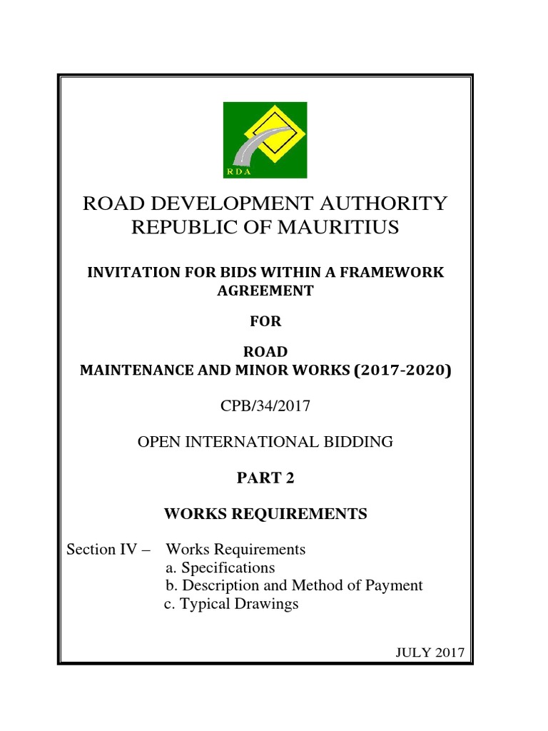 RDA Road Maintenance Bidding 2017-2020 | PDF | Road | Construction ...