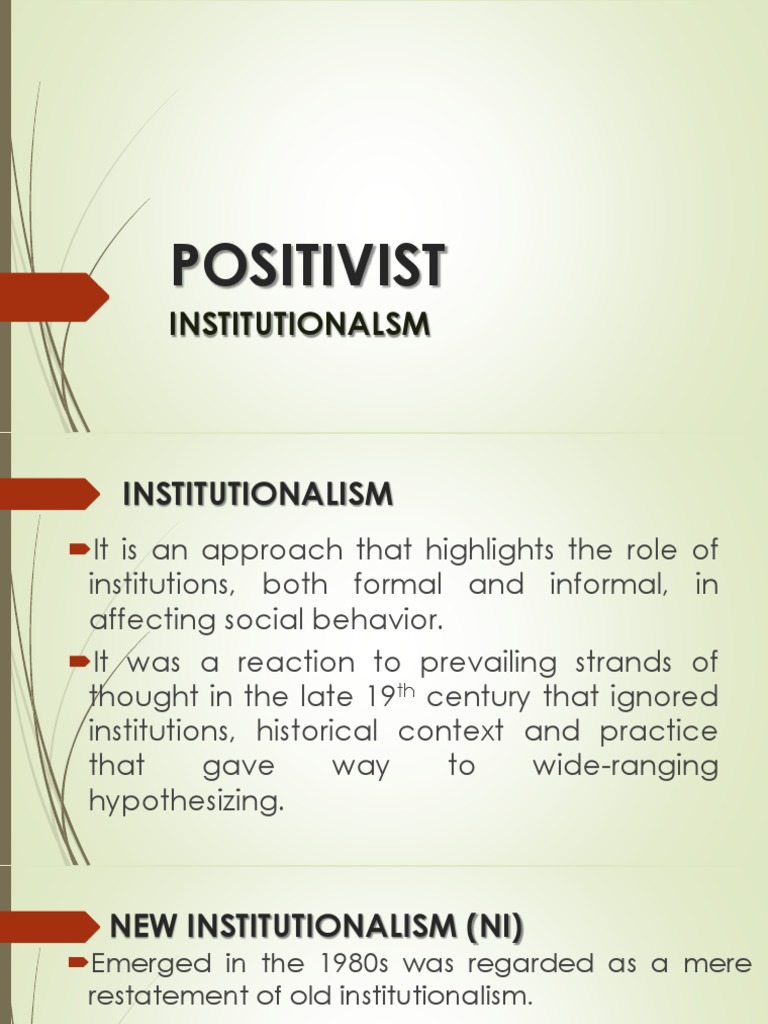 POSITIVIST Intitutionalism | PDF | Institutional Economics | Institution