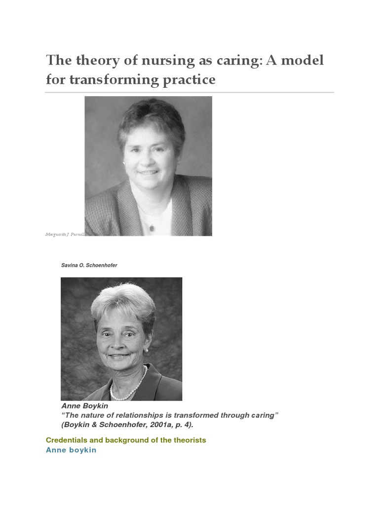 Nursing as Caring Theory Overview | PDF | Nursing | Theory
