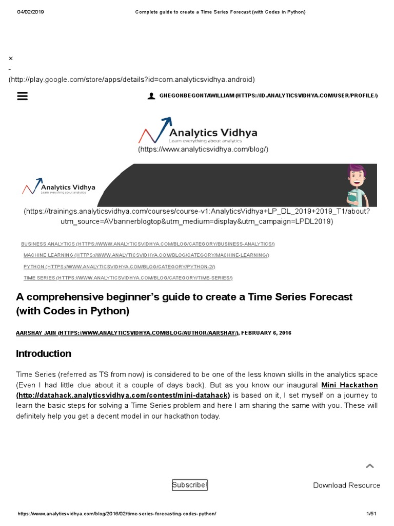 Time Series Python | PDF | Stationary Process | Autoregressive ...